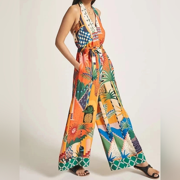 FARM Rio | Pants & Jumpsuits | Farm Rio Halter Jumpsuit | Poshmark